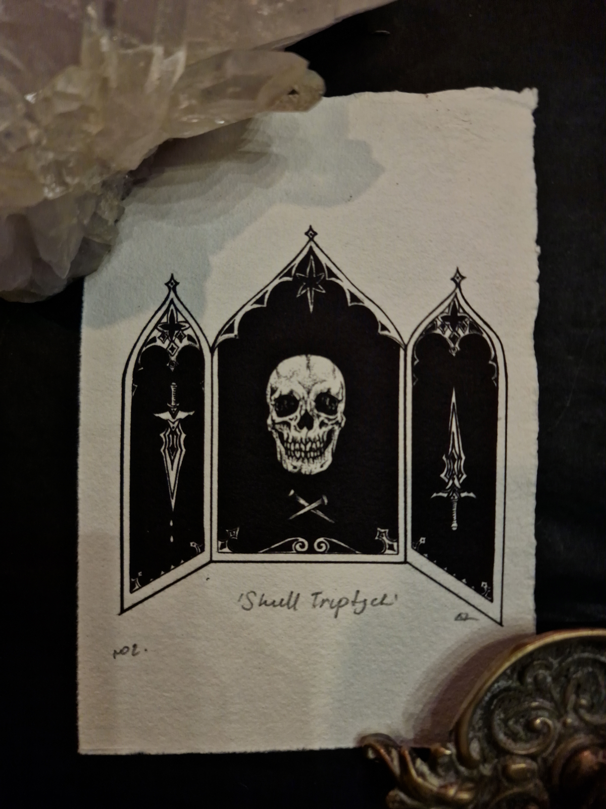 Gothic Triptych Art Print - Black & Bone – Wolf Wytch