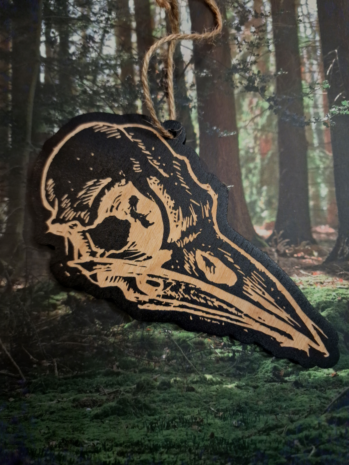 Raven Skull Woodcut Wall Hanging - Black & Bone – Wolf Wytch