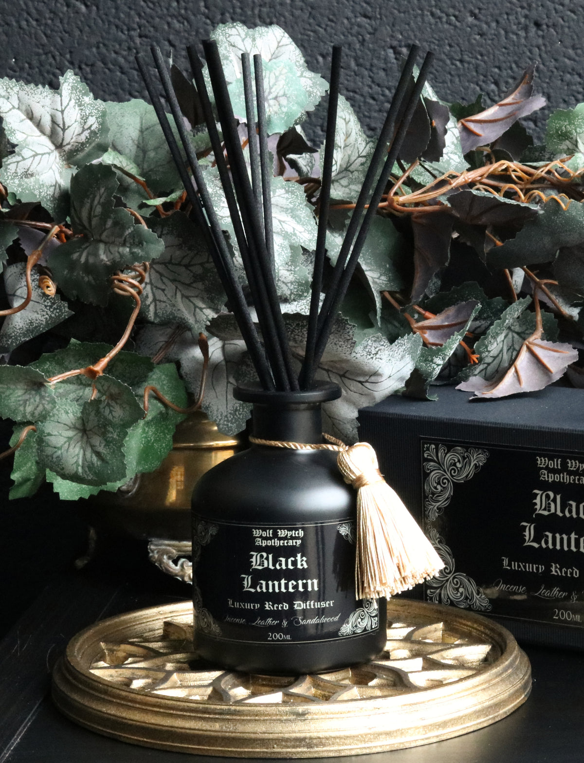 Black Lantern Apothecary Bottle Reed Diffuser | Wolf Wytch