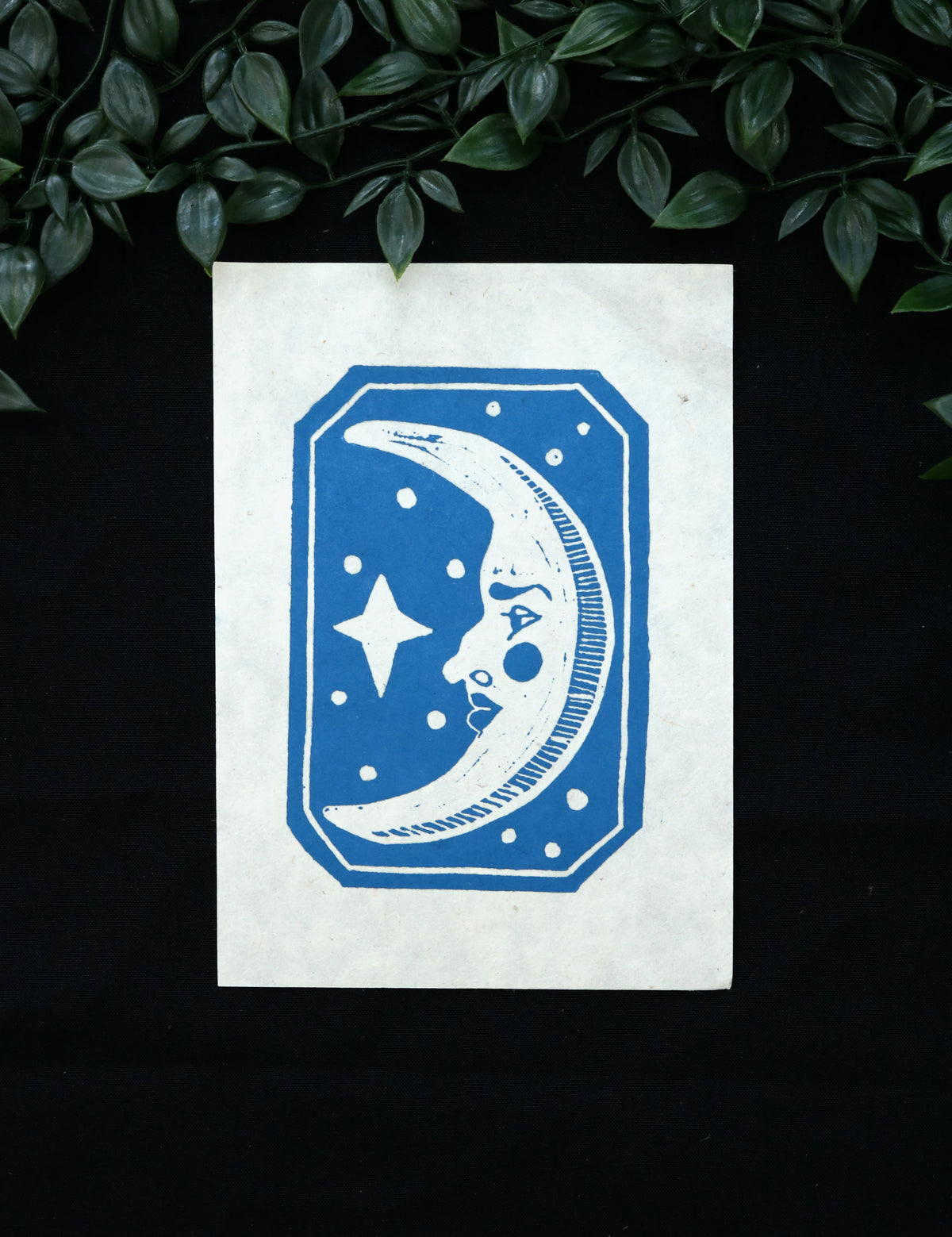 Lino Folk By Fiona - Moon Lino Print | Wolf Wytch