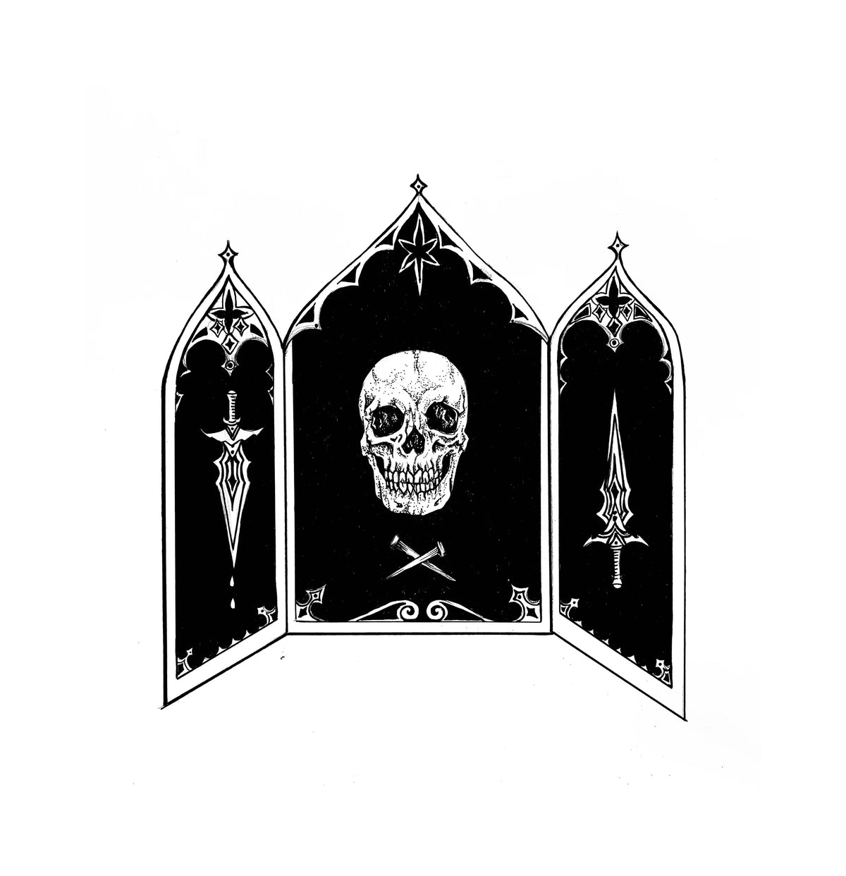 Gothic Triptych Art Print - Black & Bone – Wolf Wytch