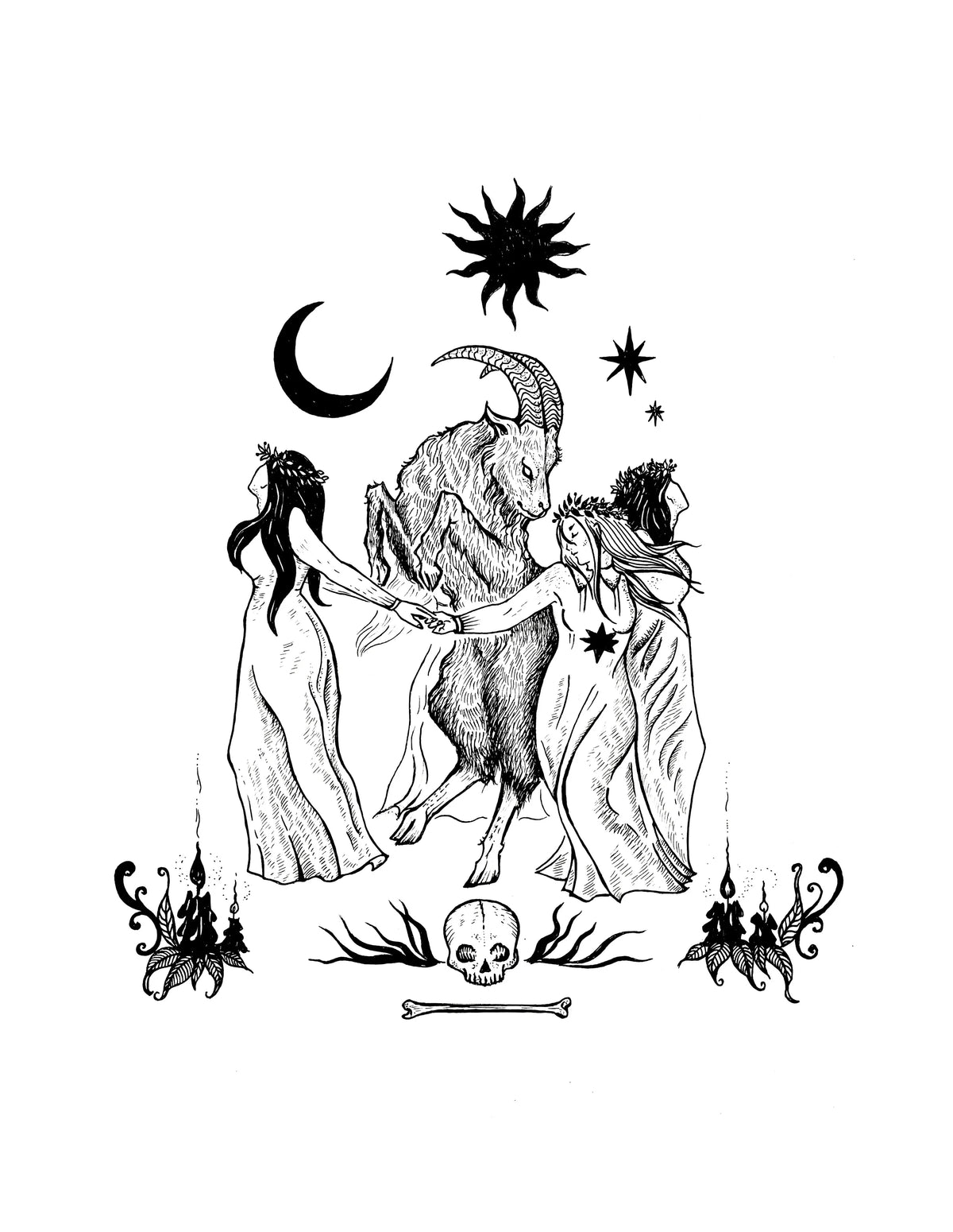 Witches Sabbat Art Print - Black & Bone | Wolf Wytch